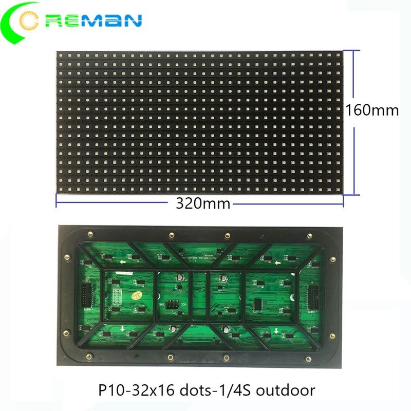 SMD3535 P10 RGB LED Display Module 1/4S , IP65 160x320mm P10 Module LED ...