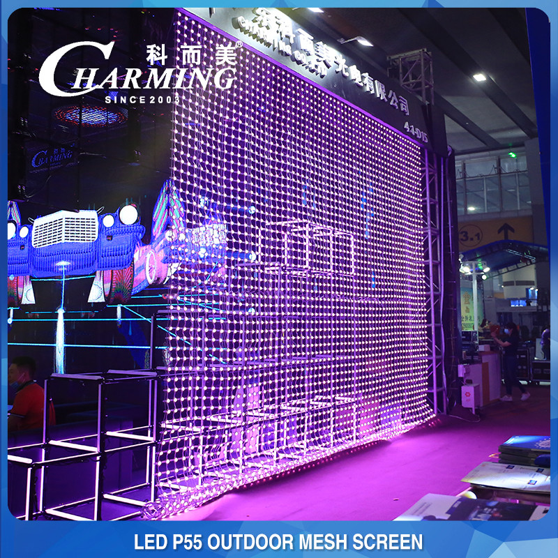 IP65 Waterproof LED Mesh Screen No Flicker Transparent Flexible